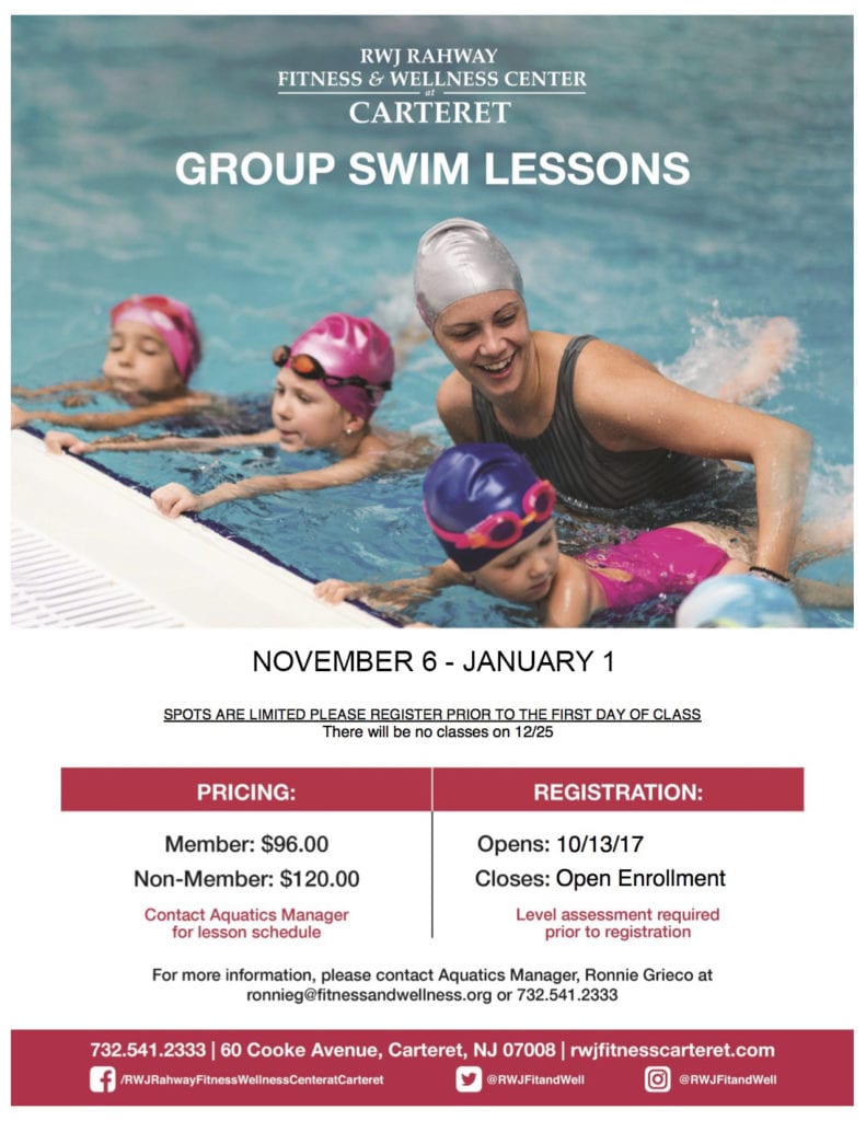 New Group Swim Lessons start the week of November 6! - RWJ Rahway ...